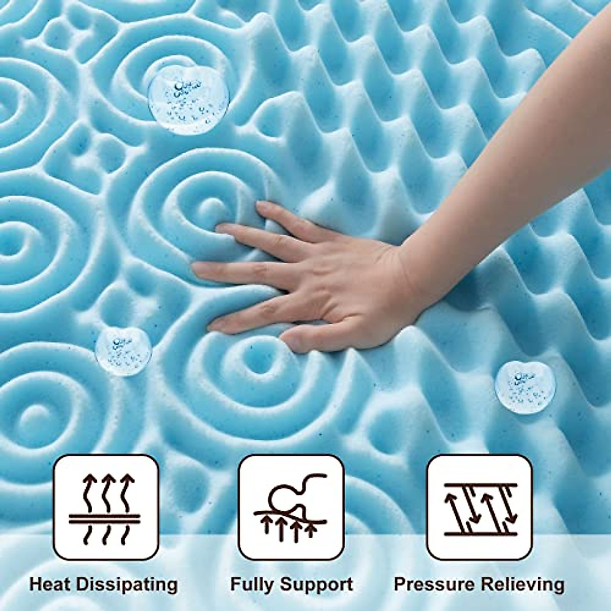 UniPon 4 Inch Mattress Topper Queen, Egg Crate Memory Foam Mattress Topper Queen,7 Zones Gel Infused Bed Topper, CertiPUR-US Certified