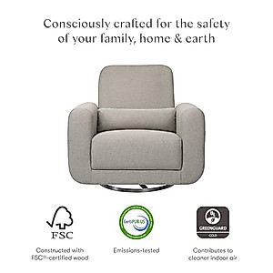 Babyletto Tuba Glider in Performance Grey Eco-Weave with Silver Base, Water Repellent & Stain Resistant, Greenguard Gold and CertiPUR-US Certified