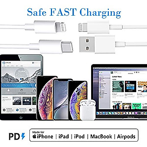 [Apple MFi Certified] iPhone Fast Charger, Veetone 20W Dual Port USB C Power Delivery Wall Charger Plug&2Pack 6FT Lightning Cable, PD/QC3.0 Type C Quick Charge for iPhone 13/12/11/XS/XR/X/iPad/Airpods
