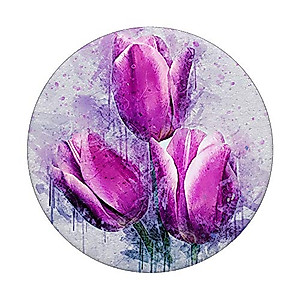 Beautiful Purple Tulips Flowers Splatter Paint Abstract Art PopSockets PopGrip: Swappable Grip for Phones & Tablets