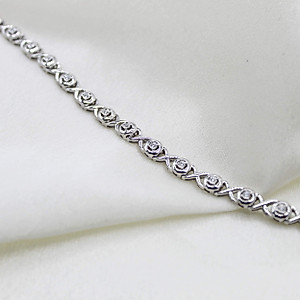 Fifth and Fine 1/6 Carat tw Natural Diamond XO Tennis Bracelet in 925 Sterling Silver