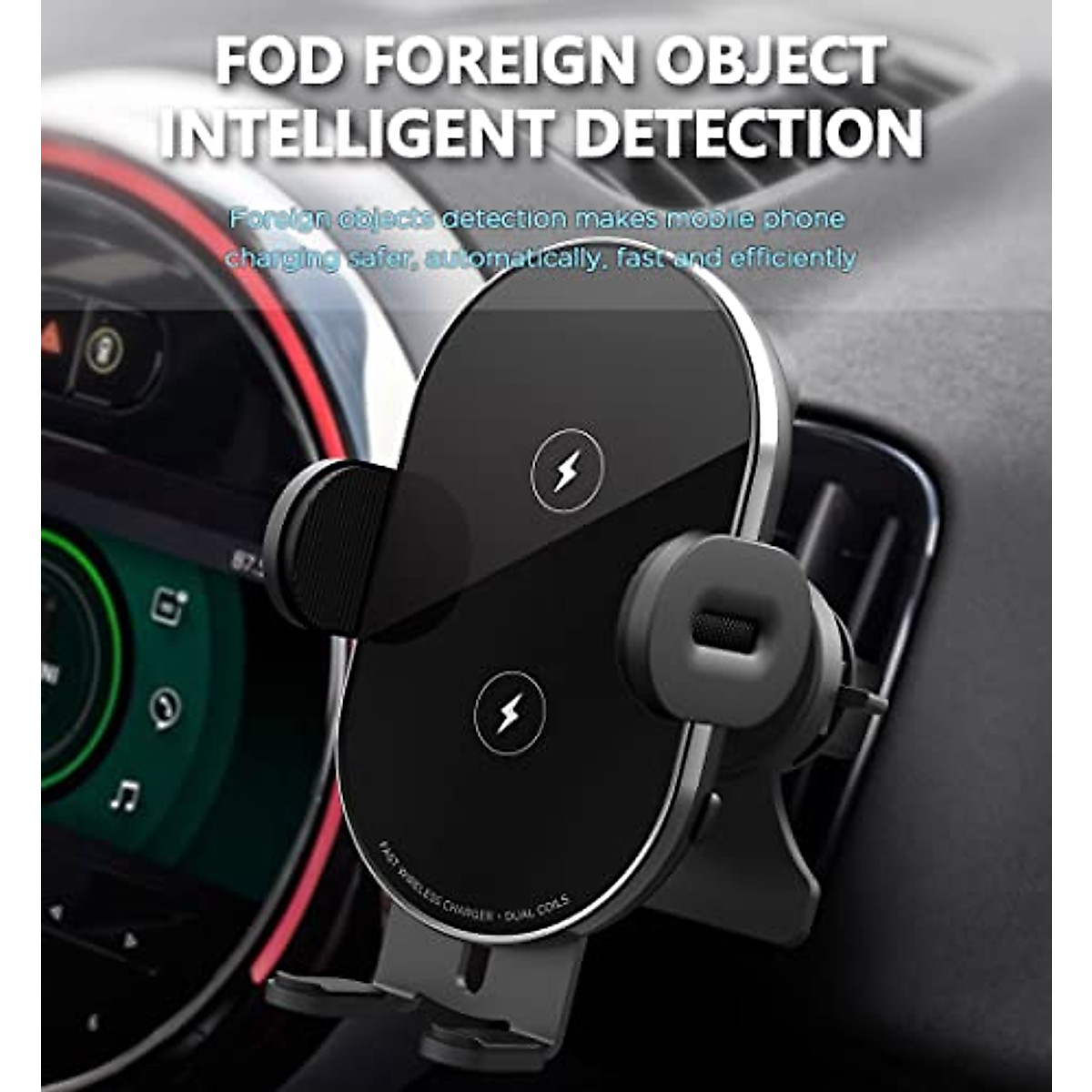 Dual Coils Wireless Car Charger Smart Sensor Phone Holder Air Vent Auto Clamping Phone Mount for car 15W Fast Charging for iPhone 14 13 12 Pro Max Mini/Samsung Galaxy Z Flip 4 3 5G/S22/S21/Note 20