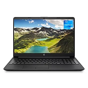 HP 15 Laptop, 15.6" HD Display, Intel Pentium N5030 Processor, 8GB RAM, 128GB SSD, RJ45, HDMI, Media Card Reader, Wi-Fi, Windows 11 Home, Black