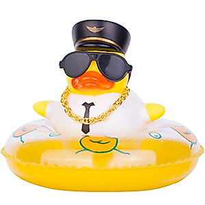 MuMyer Car Rubber Dashboard Duck Unique Duck Car Decoration Duck Car Ornament Accessories with Swim Ring Necklace and Sunglasses
