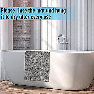 Shower Mats Non Slip Without Suction Cups, 23.6×34.6 Inch, Bath Mat for Textured Tub Surface, Loofah Mats for Shower and Bathroom, Quick Drying, Grey