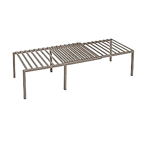 Seville Classics Iron Slat Expandable Kitchen Counter and Cabinet Shelf, Platinum