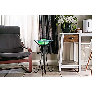 XBrand Floor Mist Fountain w/ Inline Control Glass Metal, 27 Inch Tall, Blue