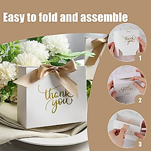 VGOODALL 24PCS White Thank You Gift Bags, Party Favor Bags with Bow Ribbon Mini Gift Boxes Bulk Candy Bags for Birthday Wedding Party Bridal Shower