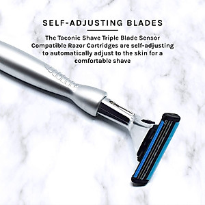 Taconic Shave, Gillette Sensor & Sensor Excel Compatible Heavyweight Triple Blade Pivot Head Razor, Includes 1 Preloaded Blade - Delivers a Smooth, Close & Comfortable Shave
