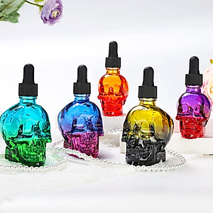 HUIZHU 3PCS 2oz Skull Glass Dropper Bottles Refillable Bottles liquid bottling Dispensing bottle with Eye Dropper Pipettes for Essential Oils/Beauty Oil Mix, Aromatherapy Blends (60ml x 3pcs)