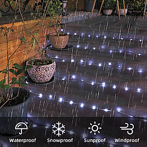 IJG 2 Pack Solar Rope Lights Outdoor Lights, 8 Modes and Timer Clear Tube Each 33ft 100 LED Fairy String Lights for Garden Yard Porch Tree Pool Patio Christmas Home Decoration Light