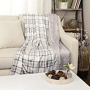 Life Comfort Weighted Blanket Cover (48"x72") Twin Size Microfiber Removable Cover for Duvet or Weighted Blanket, Grey Plaid