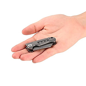 NHDT sw701 Mini Titanium Handle Steel Blade Folding Pocket Flipper Knife，Ultra Small EDC Tiny 2.18 Inchs hang on a keychain, frame lock knife Camping Tool Outdoor Activities