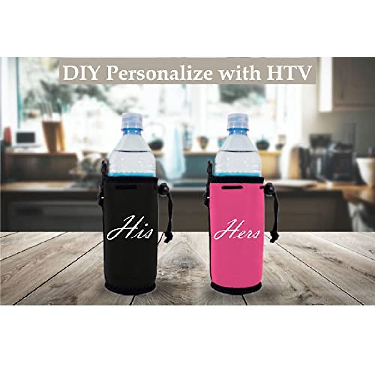 Blank Neoprene Water Bottle Coolie (Variety Color 6 Pack)