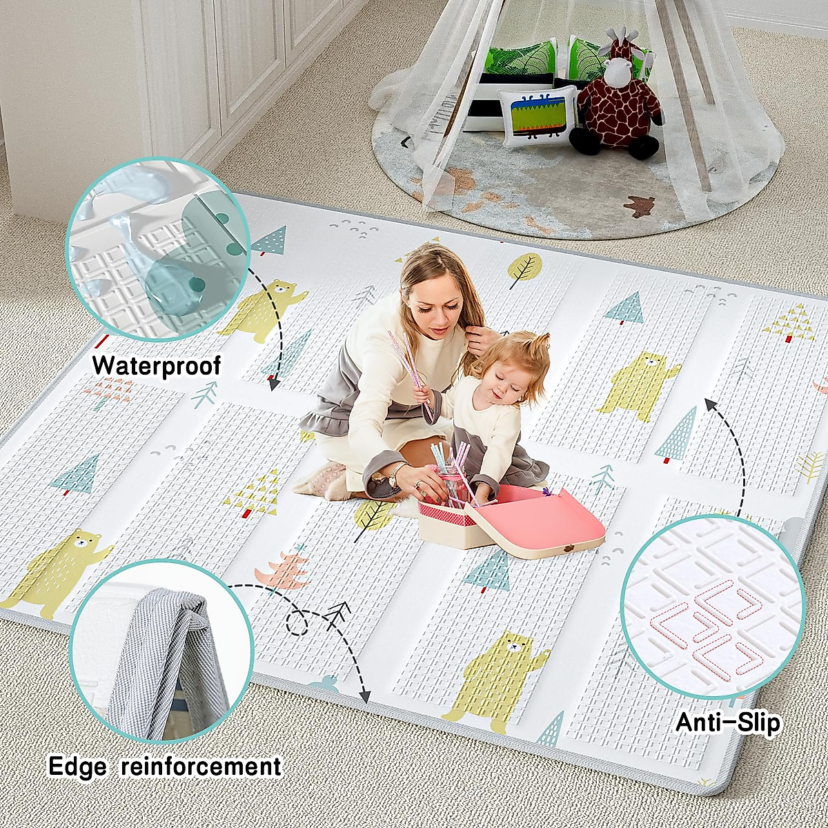 UANLAUO Baby Playpen with Mat, 59x71inch Playpen for Babies and Toddlers, Large Baby Playpen,Kids Play Pen,Baby Fence,Big Playpen for Infants with Gate,Playard for Baby