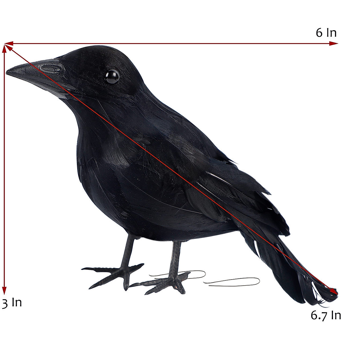 ATDAWN Halloween Birds, Black Feathered Crows, Realistic Looking Halloween Decoration Birds (6.7")
