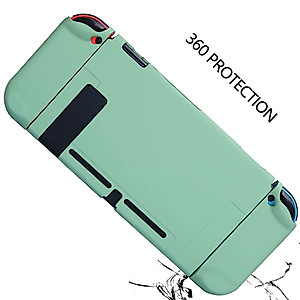 Dockable Case for Nintendo Switch - COMCOOL 3 in 1 Protective Cover Case for Nintendo Switch and Joy-Con Controller with Screen Protector and Thumb grips - Tea Green