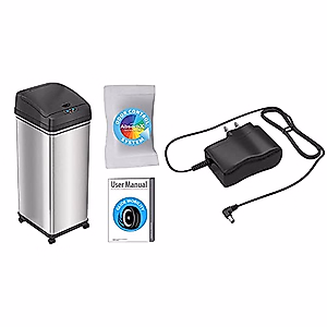iTouchless Glide Sensor Trash Can Odor Control System, 13 Gallon & AC Power Adapter for Automatic Sensor Trash Cans, Official and Manufacturer Certified, UL Listed, Energy Saving