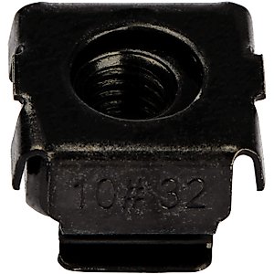 StarTech.com 10-32 Cage Nuts - 50 Pack - Rack Mount Clip Nuts - for Square Hole Server Rack - Black (CABCAGENUTS1032)