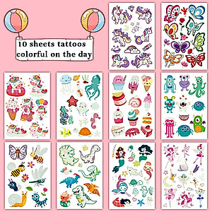 123 Styles Temporary Tattoos for Kids Girls,Fake Butterfly Dinosaur Tattoo Stickers for Kids,Birthday Party Supplies Favors for Kids Glow Makeup in the Dark