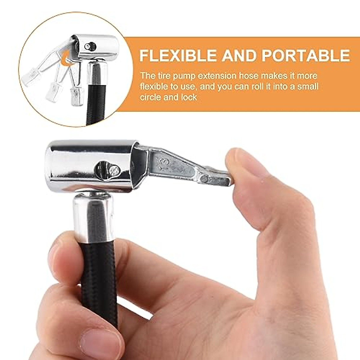 1 Pc Tire Inflator Hose-60cm, Fine Thread Air Pump Hose Lengthened with Valve Adaptors Flexible for Car Bicycle Tire Pump's Hose(Main Black)