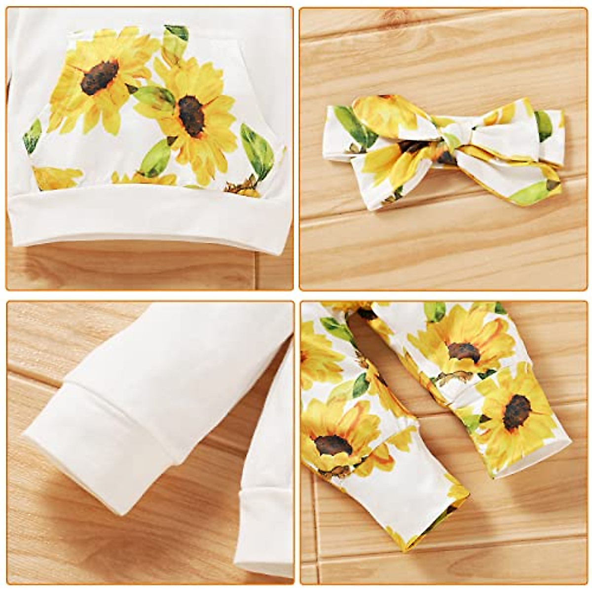 Baby Girl Clothes Newborn Infant Outfits Long Sleeve Floral Sweatshirt Hoodies Top Pants Headband Toddler Clothing Set 0-3 Months