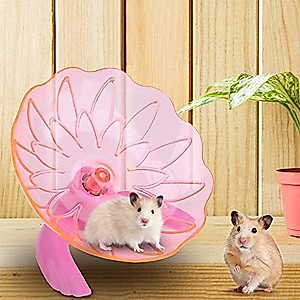 WishLotus Hamster Flying Saucer, Hamster Running Wheel Transparent Plastic Exercise Running Spinner Sports Wheel for Small Pet Like Hamster, Guinea Pig, Gerbils, Chinchillas (Pink)