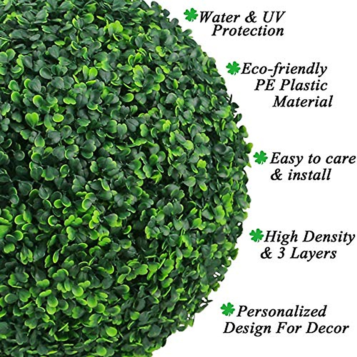 Lavora Zone 2 PCS 10 inch Artificial Hanging Plant Topiary Ball Faux Boxwood Faux Plants Decorative Balls for Indoor, Outdoor, Garden, Wedding, Balcony, Backyard and Home Decor