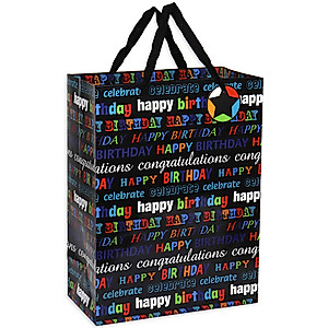 Fzopo Birthday Gift Bag Assortment with Ribbon Handle, 12 Pcs Premium Quality Assorted Sizes Paper Bags Set, XL 13x17x6.5, Large 12x15x4.8, Medium 7x9x4.2 inches, 6 Designs