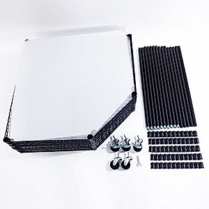 QXDRAGON 6 Tiers Corner Shelf, Adjustable Metal Storage Wire Shelving Unit Corner Rack Corner Shelving, Free Standing Storage Rack Display with Wheel for Garage Living Room, Bathroom, Kitchen (Black)