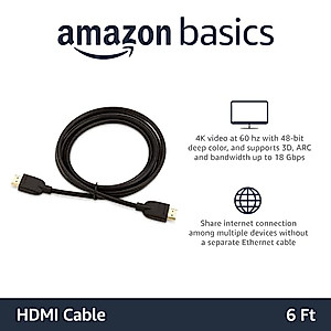 Amazon Basics High-Speed 4K Ultra HD HDMI 2.0 Cable / Cord, 6 feet, 24-Pack, 18 Gbps, 60 Hz, 2160p, 48 bit, male-to-male, Ethernet Ready, 3D, Black