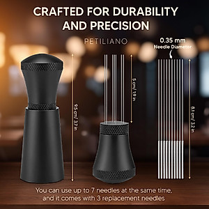 PETILIANO WDT Tool Espresso 10 Needle Set - Aluminum Made - 0.35 mm Needle - Espresso Distribution Tool, Espresso Accessories, Coffee Distributor, Barista Tools, Espresso Stirrer