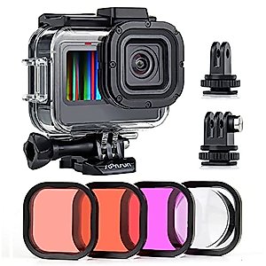 SOONSUN Waterproof Case for GoPro Hero 11 / 10 / 9 Black with 4-Pack Diving Filter - 60M Underwater Protective Housing Case for GoPro HERO11 10 9 Black with Red, Light Red, Magenta, 5X Macro Filters