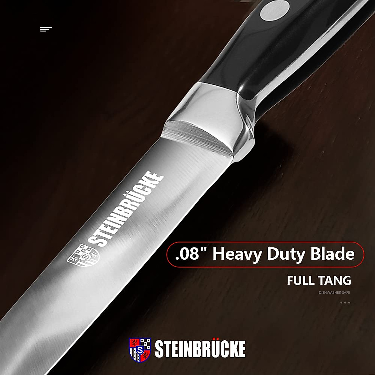 STEINBRÜCKE Paring Knife 4 inch, Small Kitchen Knife Forged from German 5Cr15Mov(HRC58) Stainless Steel, Full Tang Sharp Paring Knife with Ergonomic Handle for Cutting, Peeling and Slicing