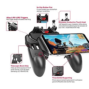 DELAM Mobile Game Controller for iPhone & Android, Pubg Mobile Controller Phone Triggers for Gaming, Gaming Grip Joystick Gamepad Shoot Aim Keys for 4.7-6.5" Phone
