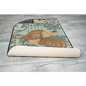 Brumlow MILLS Tall Rooster Damask Kitchen Area Rug, A Rustic Decor Mat for Living Room, Dining, Bedroom, or Doorway, 19" x 32", Blue