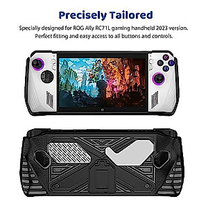 Protective Case for Rog Ally with Kickstand, DOBEWINGDELOU TPU Protector Case Cover Skin with Foldable Stand Accessories for Rog Ally Game Handheld 2023, Shockproof Non-Slip Anti-Collision Black