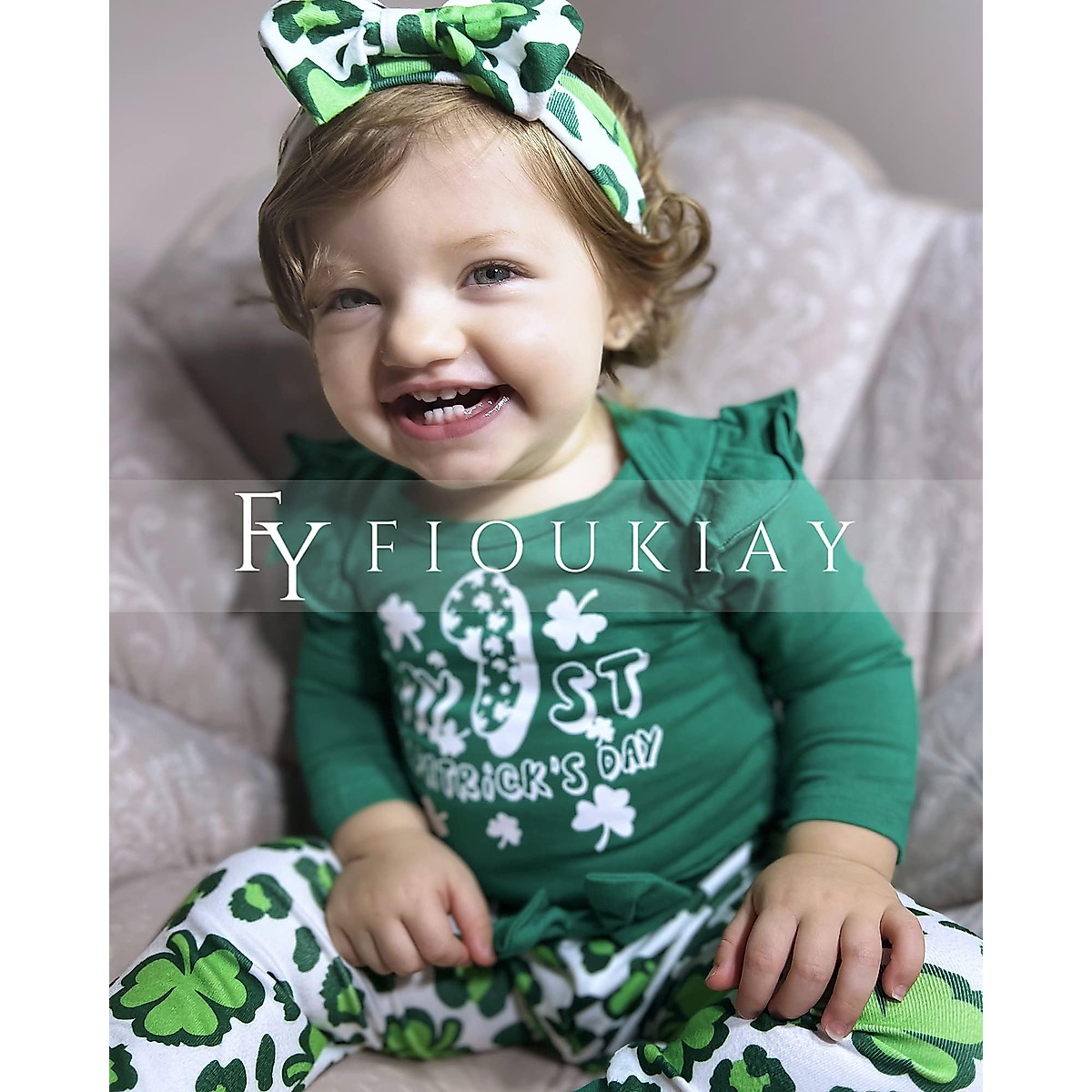 fioukiay 0-3 Months Baby Girls St. Patrick's Day Outfits Infant My 1st St. Patrick's Day Clothes (Green, 3 Months)