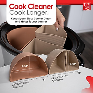 Tibi Ipsi Silicone Crockpot Liner for 6qt Slow Cookers - Reusable & Leak-Proof Slow Cooker Liner, Crockpot Silicone Liner Includes Baking Mat & Silicone Spoon with Wooden Ladle