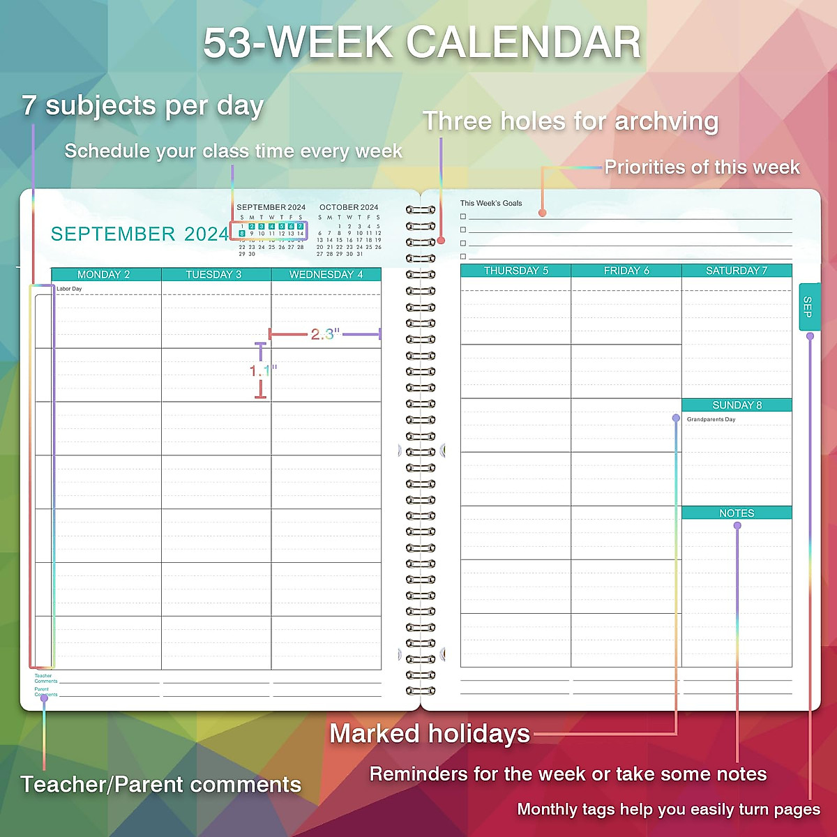 Student Planner 2024-2025 - School Planner, July 2024- June 2025, 8.5" x 11", 2024-2025 Student Planner/Academic Planner with 3-Hole Punched