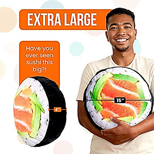 TILTECH Sushi Pillow - Funny Pillow for Bed & Couch, Soft Sushi Plush Cushion, Cute Pillows for Sushi Gifts