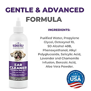 Mighty Petz Dog Ear Cleaner – Pet Ear Wash to Support Itchy, Infection Prone Ears, Yeast and Wax. Advanced & Gentle Otic Cleaning Solution. Ear Drops for Dogs and Cats - 8 oz