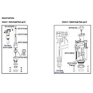 Duravit 00741100 Replacement Fill Valve for Geberit Tank Mount - White High Gloss