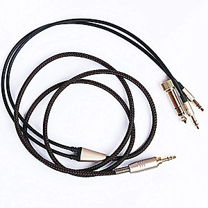 NewFantasia Replacement Cable for Beyerdynamic T1 2nd Generation / T5p Second Generation Headphones 3.5mm Male and 6.35mm Adapter to Dual 3.5mm Jack Male Audio HiFi Cord 1.2m/4ft