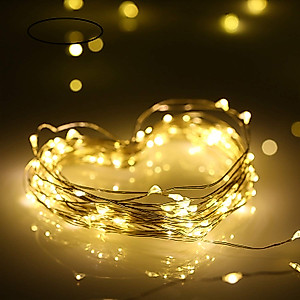 Mikasol Led String Lights, Mini Battery Powered Copper Wire Starry Fairy Lights, Battery Operated String Lights for Bedroom, Christmas, Parties, Wedding, Centerpiece, Decoration (10m/33ft Warm White)