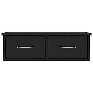 Youuihom Floating Shelf Wall Mount, Storage Shelf for Bedroom, Living Room, Bathroom, Kitchen, Office,Wall-Mounted Drawer Shelf Black 23.6"x10.2"x7.2" Chipboard