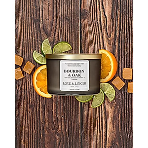 Bourbon Scented Candle | Candles for Men | Masculine Candles | Luxury Soy & Beeswax Candles for Home | 16 oz. Large Jar 3 Wick Candle | Mens Candle | Gift for Men