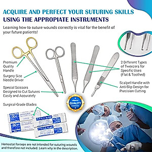 Suture Practice Kit for Medical Students +1 Year Access to The Future Doctors Academy's in-Depth Online Suturing Course. Course & Practice Kit Designed by an Experienced Surgeon - Kit de Sutura.