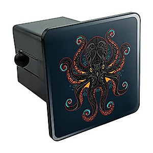 Black Octopus in The Abyss Tow Trailer Hitch Cover Plug Insert 2"