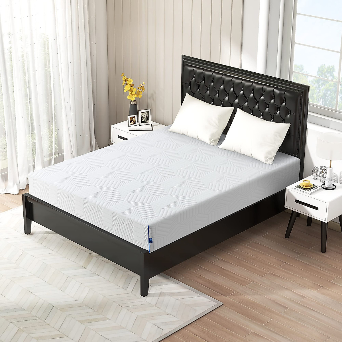 IULULU California King Mattress 8 Inch, Cooling Gel Infused Memory Foam Mattresses Medium Firm Mattress in a Box Regulates Temperature, Made in USA, 84''×72''